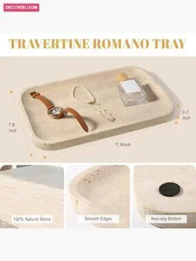 Other | Natural Stone Vanity Tray Rectangular 12x8 Marble Catchall For ...